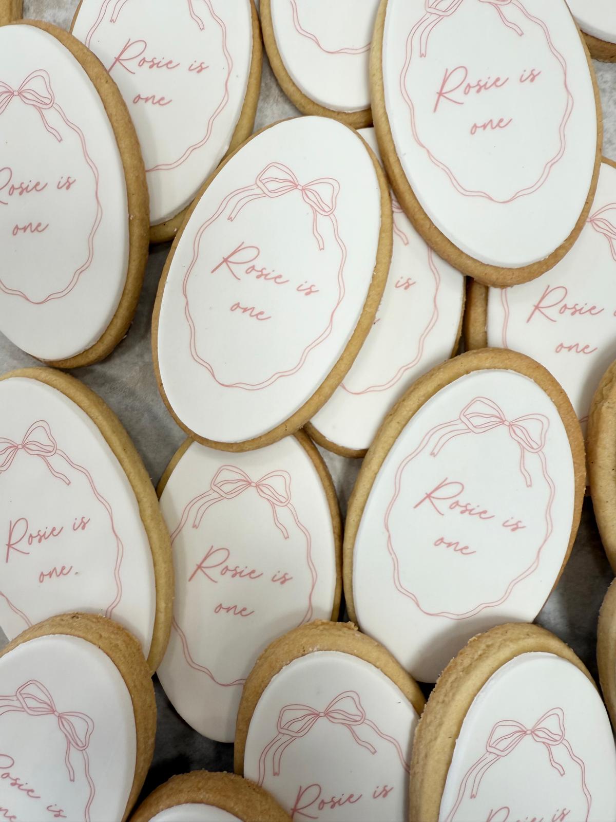 Custom Oval Pink Bow Cookies – ZestBakeshop